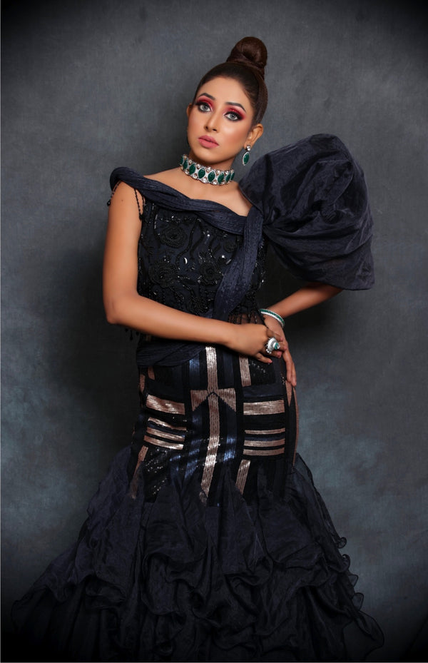 Fish Cut Gown - NAVY – Jasminum