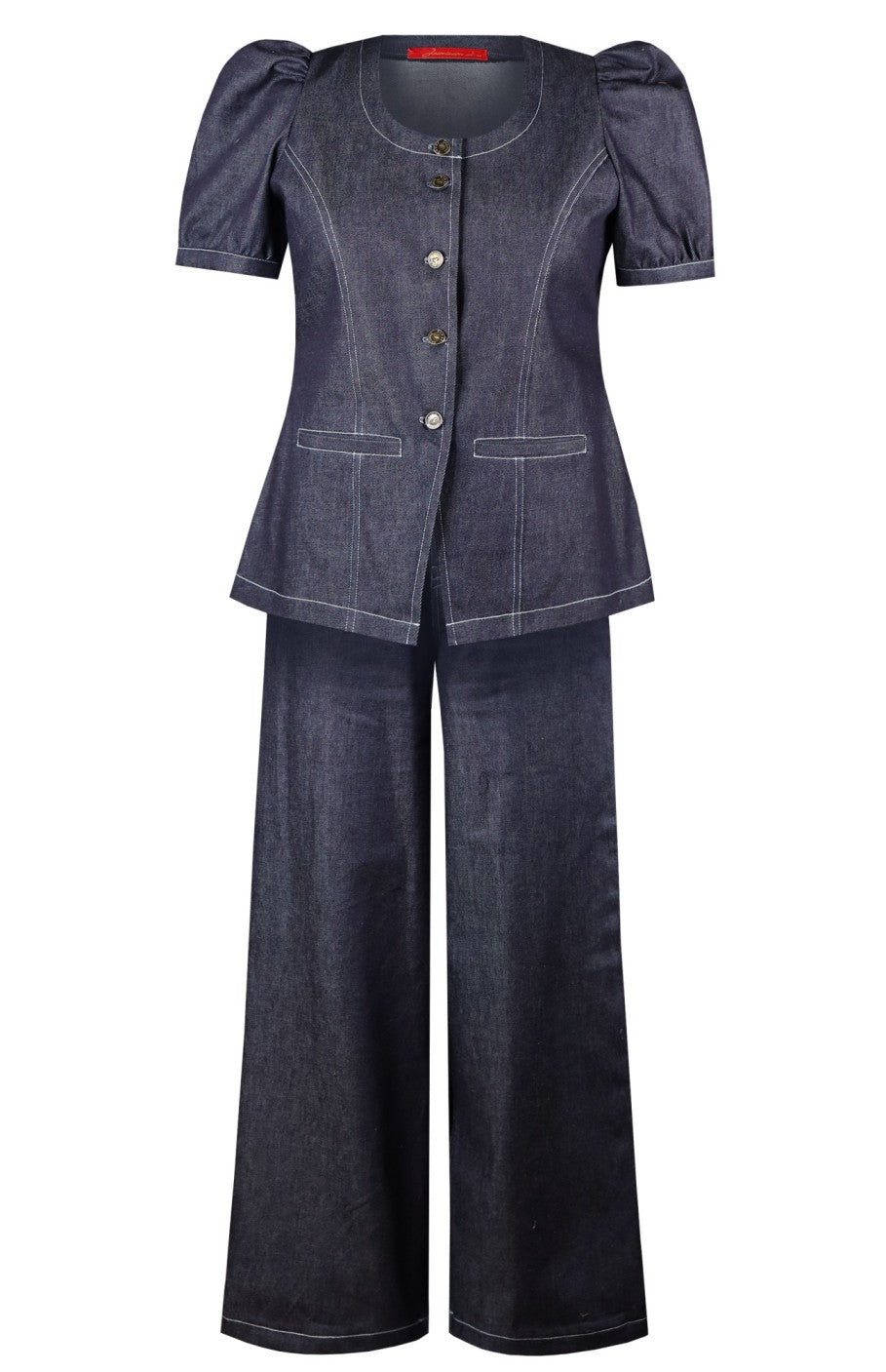 Denim Co-ord Set With Puff Sleeves – Jasminum